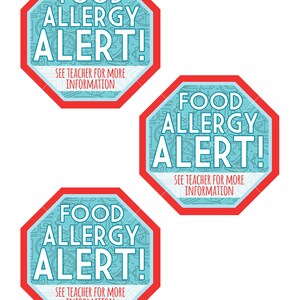 Allergy Alert Stop Sign, PRINTABLE INSTANT DOWNLOAD, Lunchbox Sign, Car ...