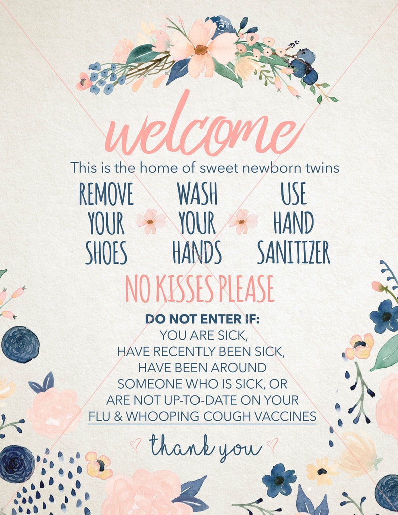 Twin Babies Wash Hands Welcome Sign PRINTABLE INSTANT - Etsy