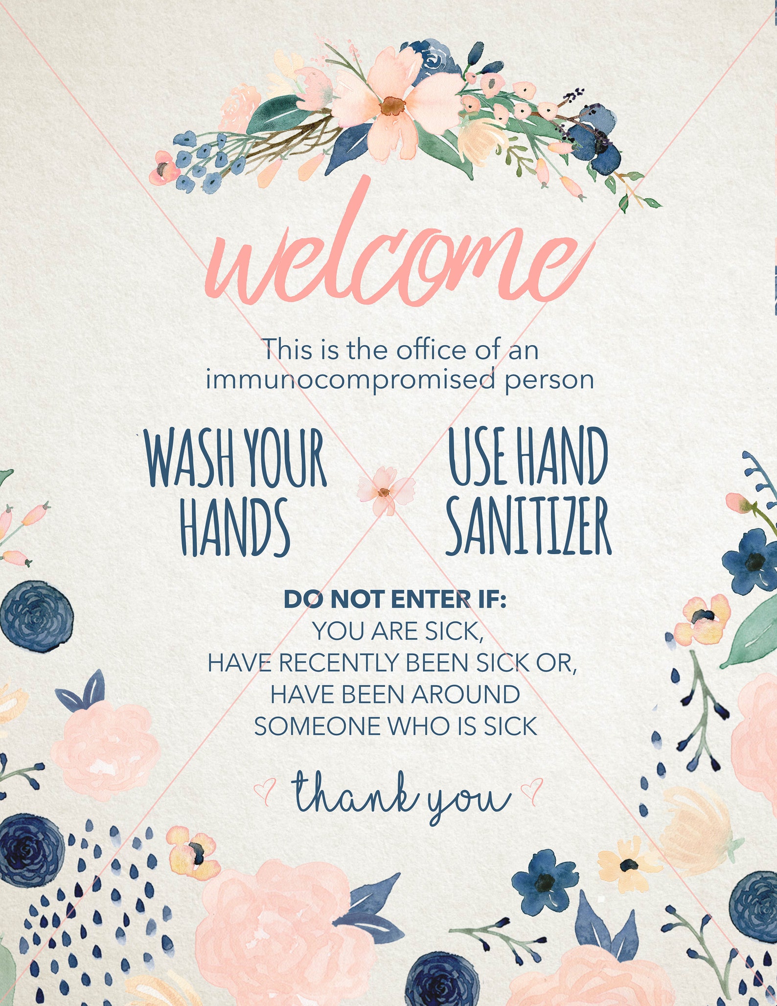 Wash Hands Office Sign, PRINTABLE INSTANT DOWNLOAD, Office Door Sign ...