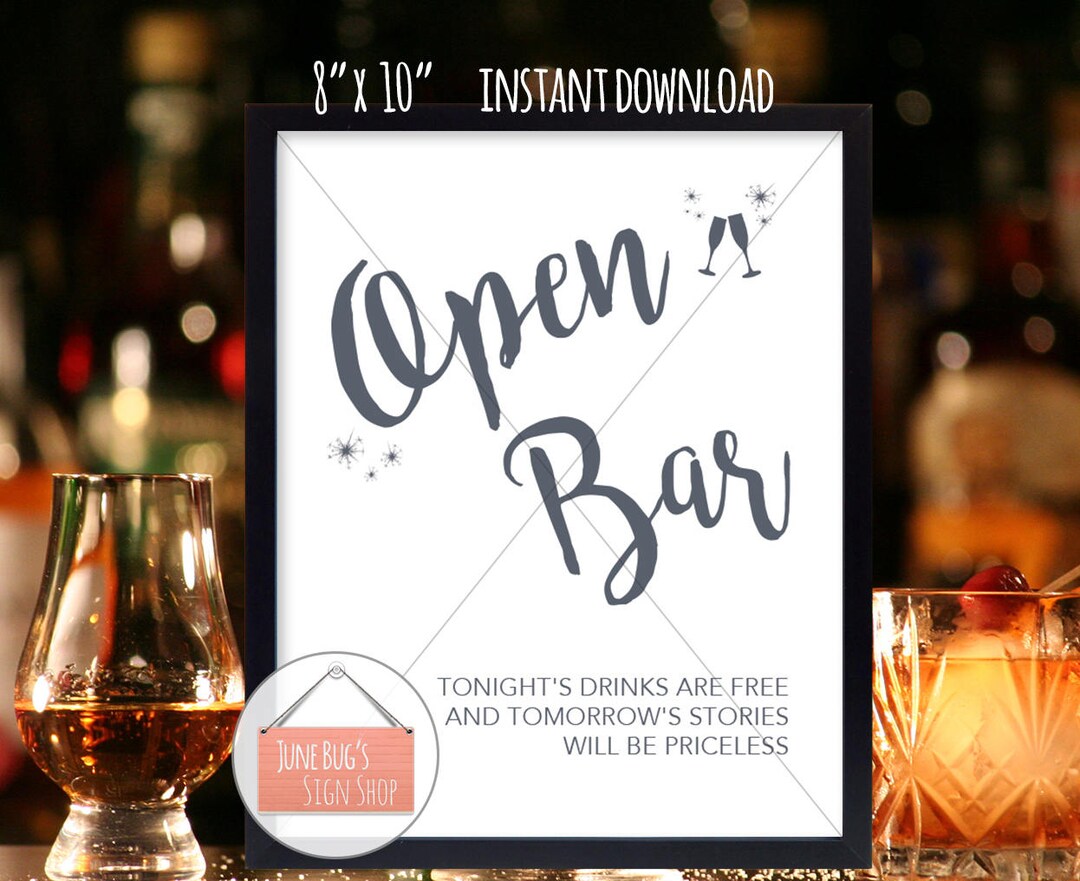 Open Bar PRINTABLE INSTANT DOWNLOAD Wedding Sign Wedding - Etsy
