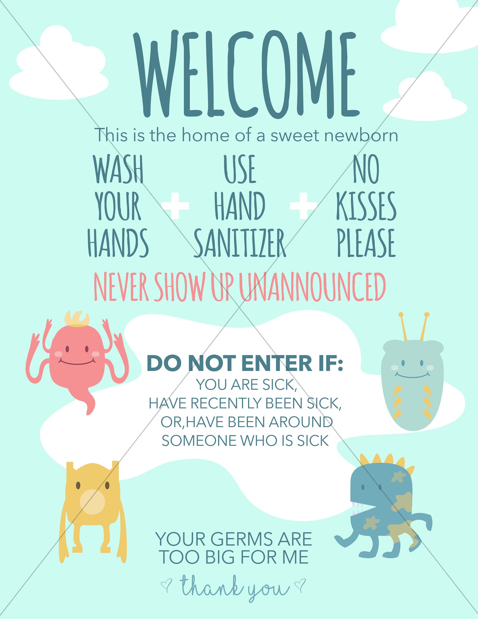 Wash Hands Welcome Sign, PRINTABLE INSTANT DOWNLOAD, Hospital Door Sign ...