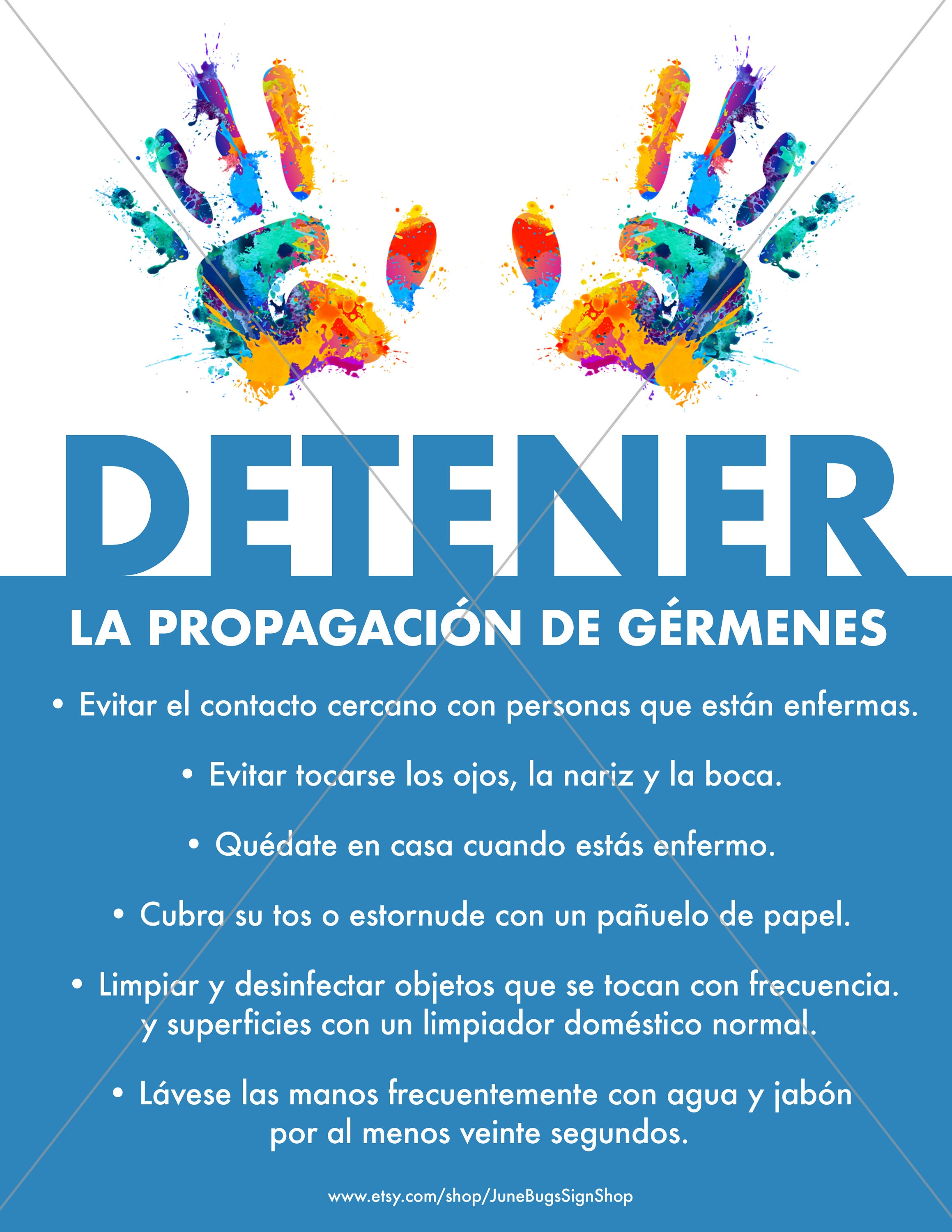 Stop the Spread of Germs, Printable INSTANT DOWNLOAD, Wash Hands, Stop ...