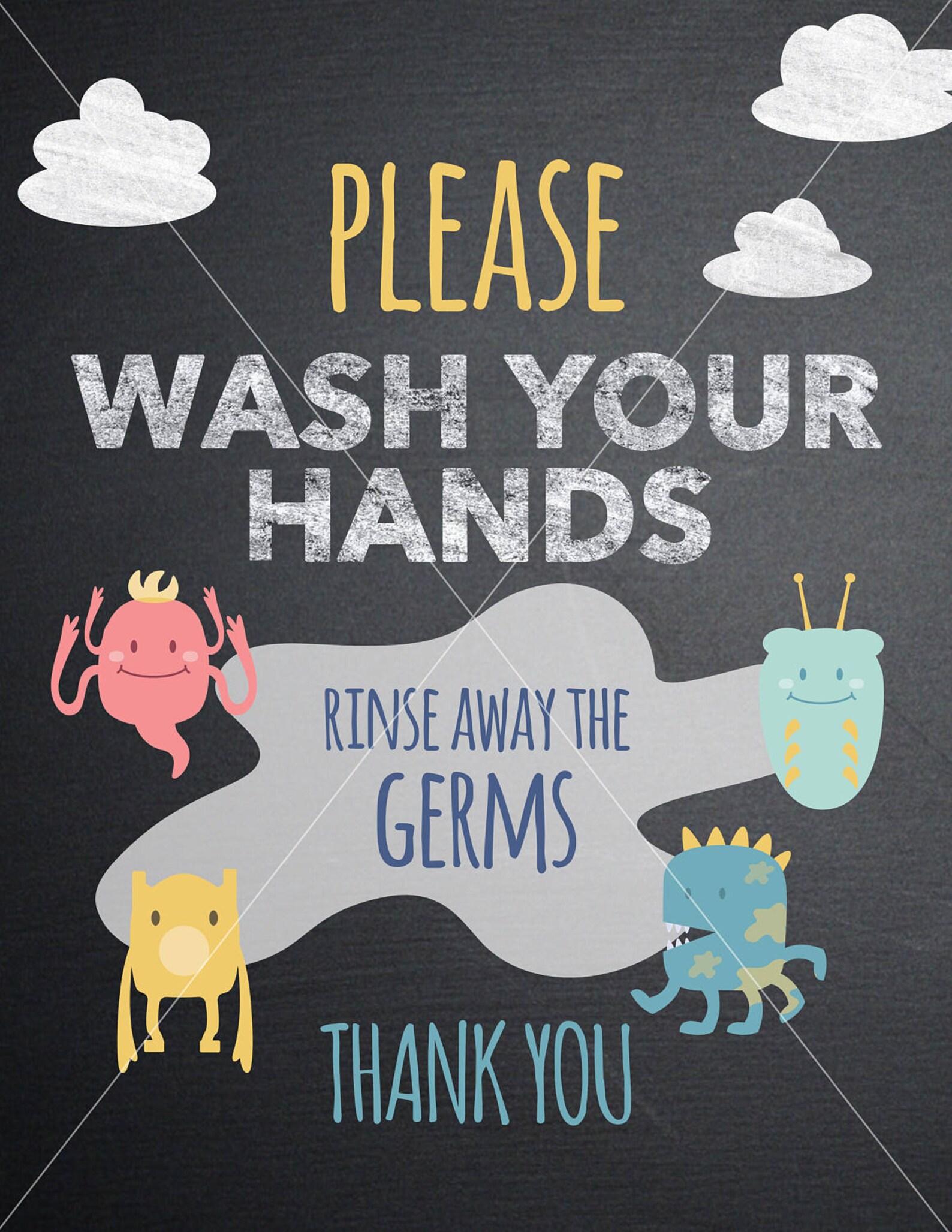 Teacher Gift Classroom Wash Hands Sign PRINTABLE INSTANT - Etsy