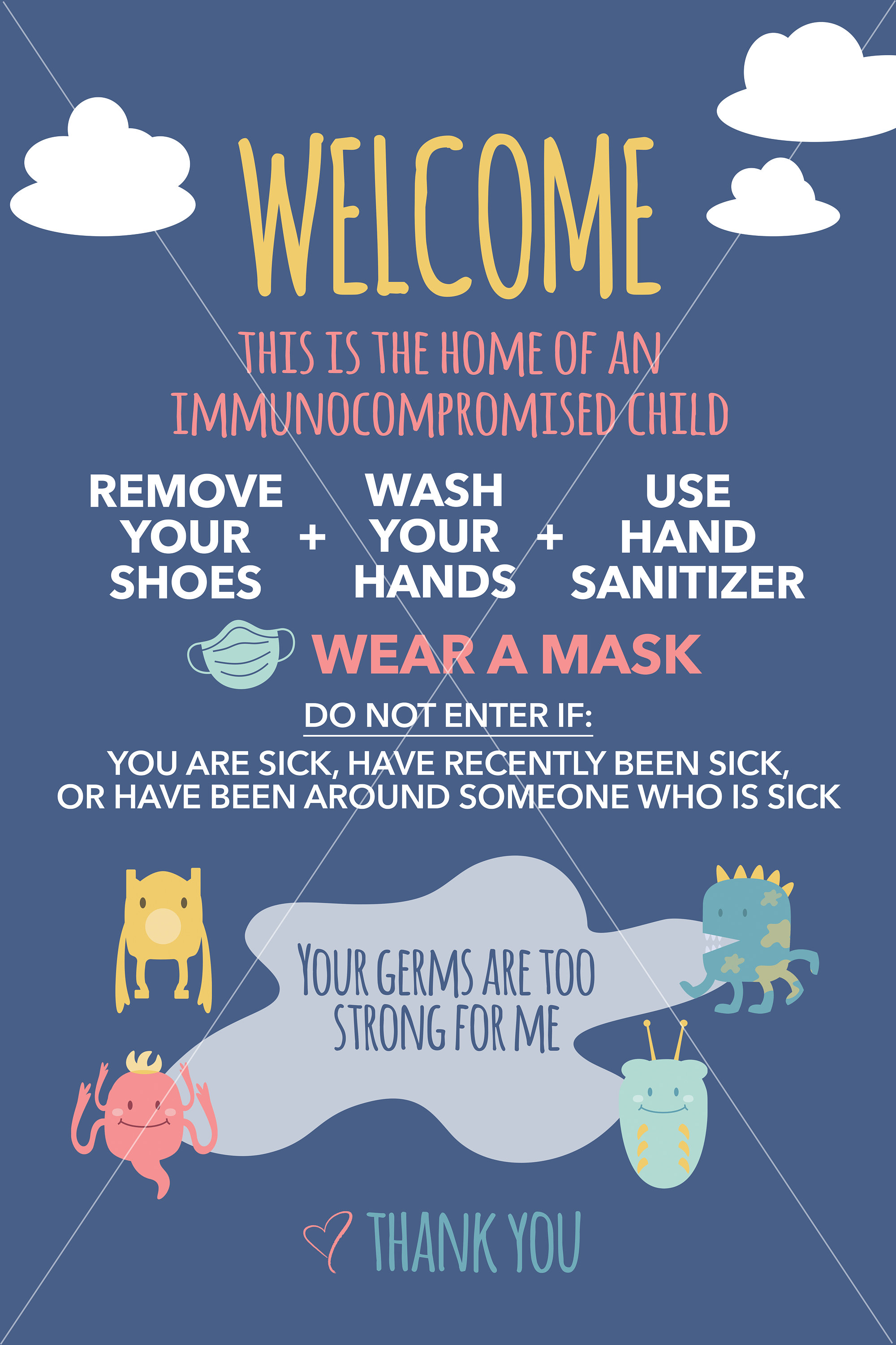 Wash Hands Welcome Sign, Wear a Mask, PRINTABLE INSTANT DOWNLOAD, Front ...
