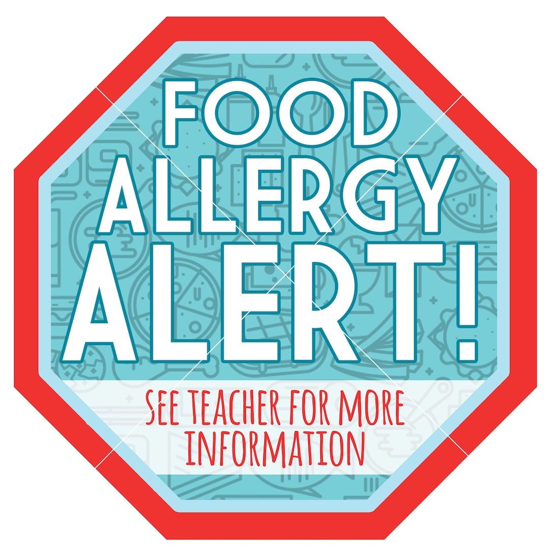 Allergy Alert Stop Sign, PRINTABLE INSTANT DOWNLOAD, Lunchbox Sign, Car ...