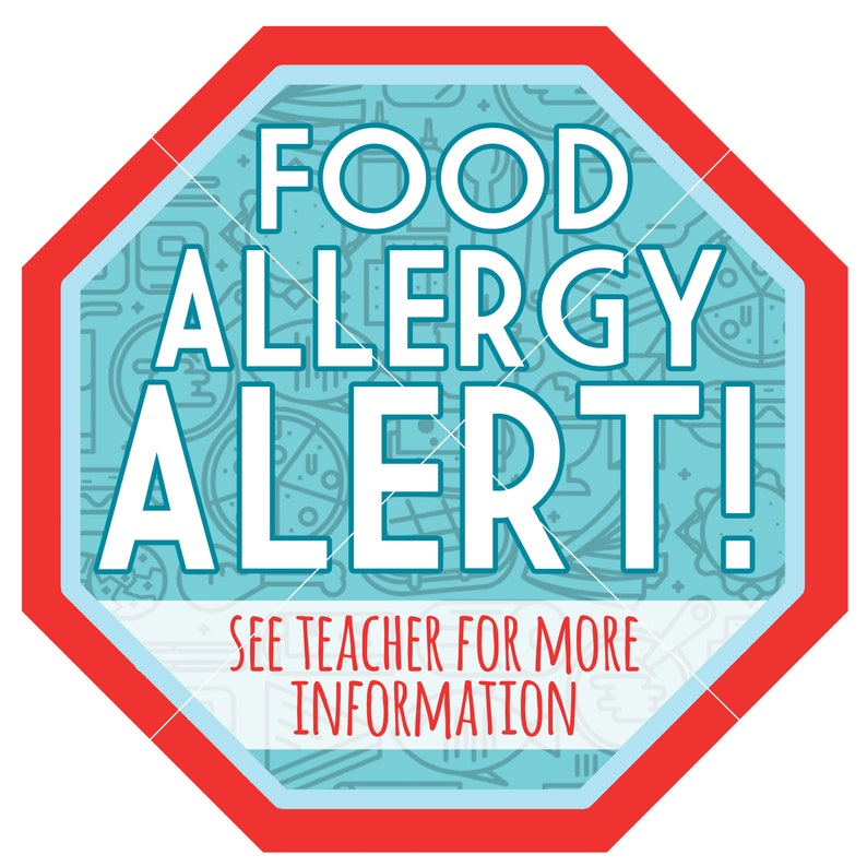 Allergy Alert Stop Sign, PRINTABLE INSTANT DOWNLOAD, Lunchbox Sign, Car ...