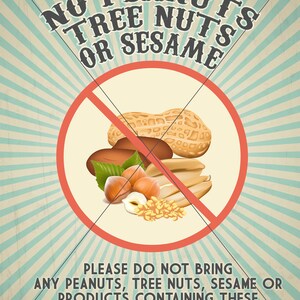 Tree Nut Allergy Sign, PRINTABLE INSTANT DOWNLOAD, Classroom, Daycare ...