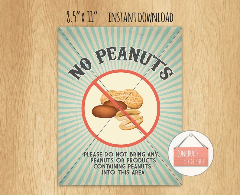Customizeable Allergy Sign, PRINTABLE INSTANT DOWNLOAD, Classroom ...