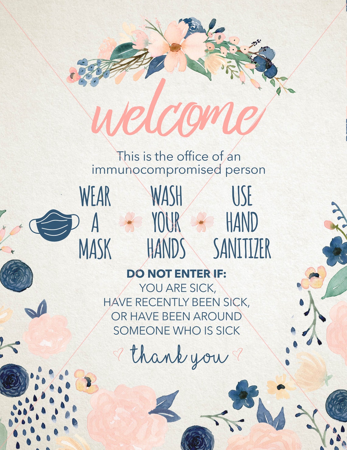 Wash Hands Office Sign, PRINTABLE INSTANT DOWNLOAD, Office Door Sign ...