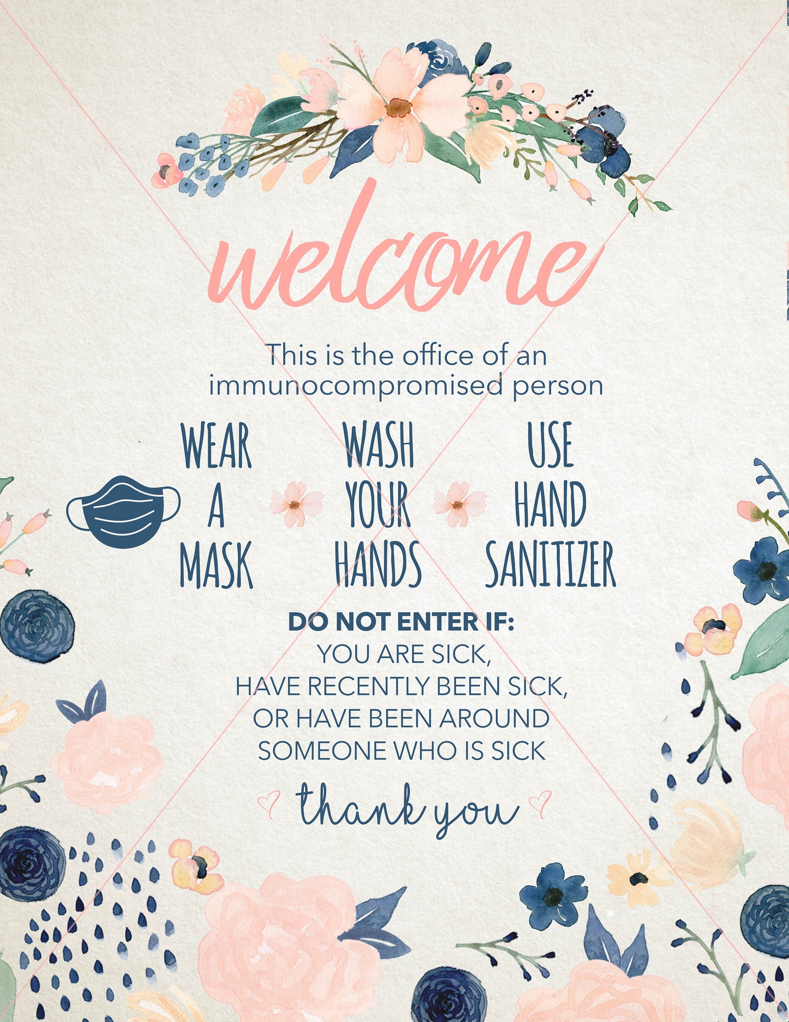 Wash Hands Office Sign, PRINTABLE INSTANT DOWNLOAD, Office Door Sign ...