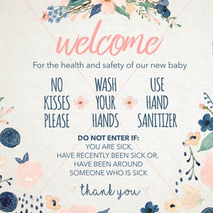 Wash Hands Welcome Sign, PRINTABLE INSTANT DOWNLOAD, Front Door Sign ...