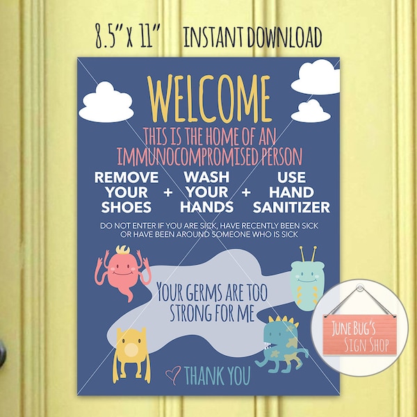 Immunocompromised Sign - Etsy