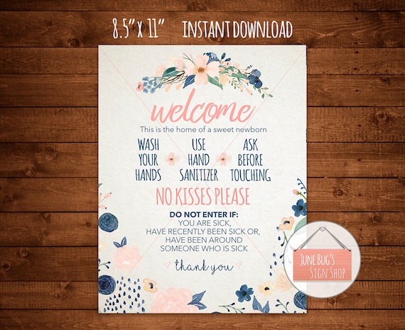 Newborn Wash Hands Welcome Sign INSTANT DOWNLOAD ONLY | Etsy