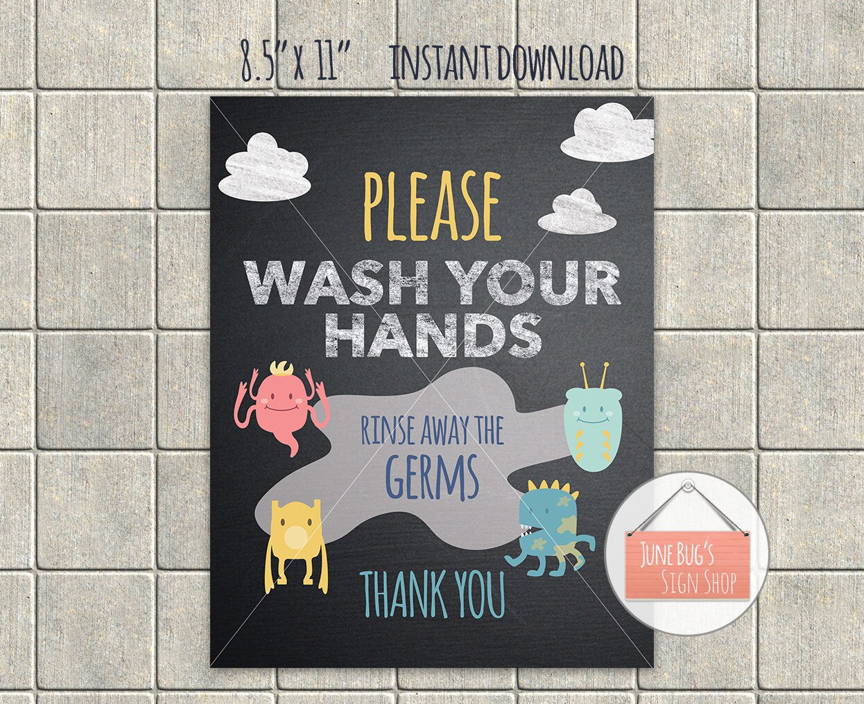 Teacher Gift Classroom Wash Hands Sign PRINTABLE INSTANT - Etsy