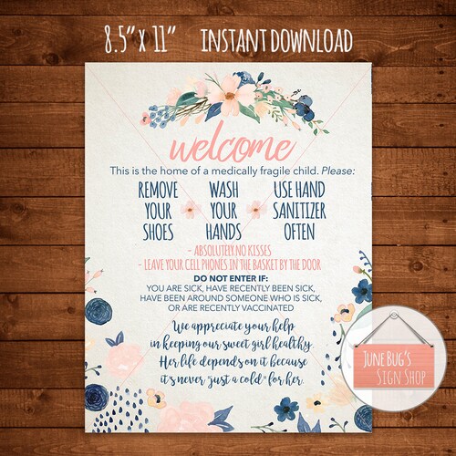 Newborn Wash Hands Welcome Sign Wear a Mask INSTANT DOWNLOAD - Etsy