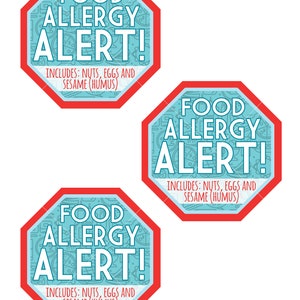 Allergy Alert Stop Sign, PRINTABLE INSTANT DOWNLOAD, Lunchbox Sign, Car ...