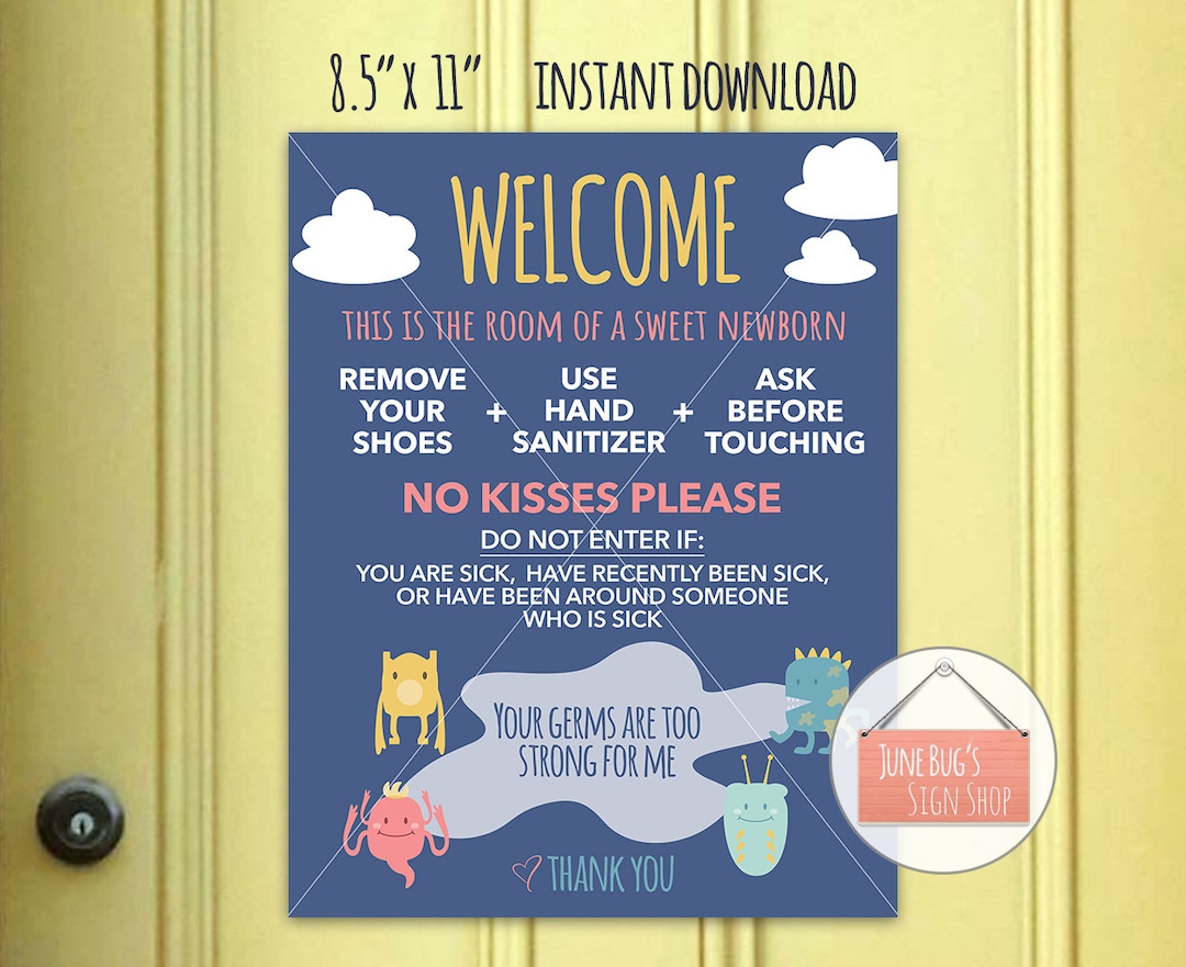 Wash Hands Welcome Sign, PRINTABLE INSTANT DOWNLOAD, Hospital Door Sign ...