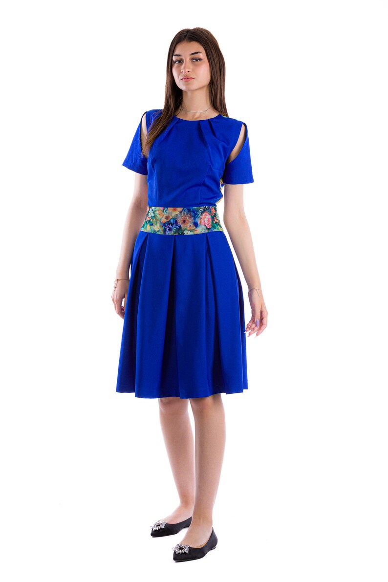 Cut-out Dress/royal Blue Cut-out Dress/casual Chic Dress/royal Blue ...