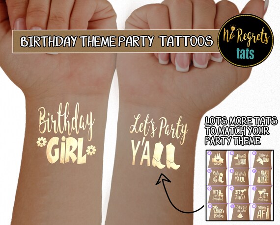 Birthday Party Tattoos / Birthday Girl Tattoos / Theme Party - Etsy