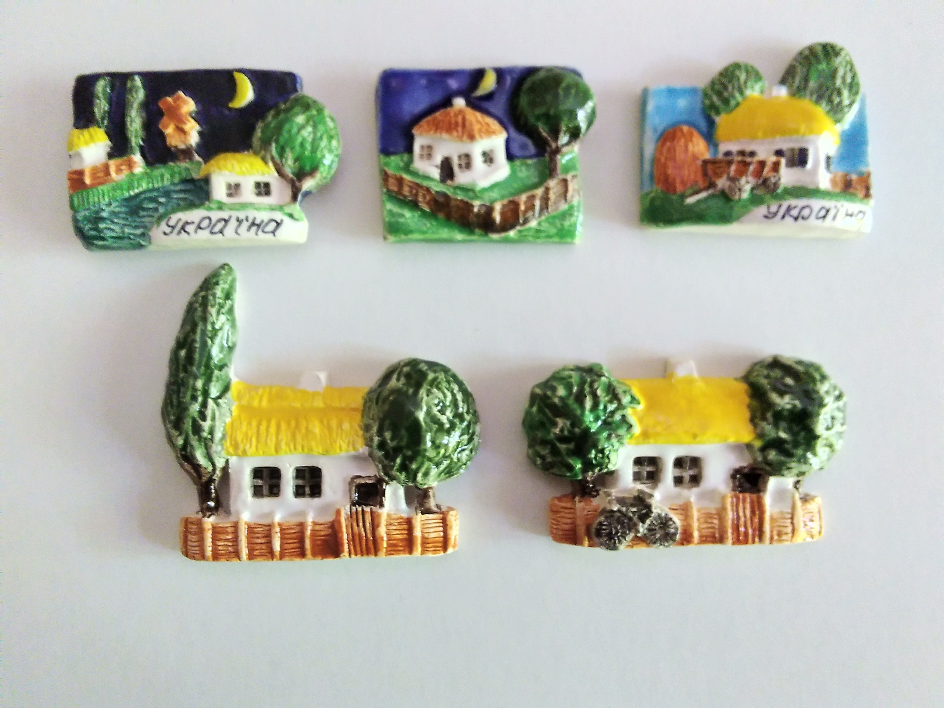 Authentic Handmade Ceramic Fridge Magnets Set of 5 Unique Ukrainian ...