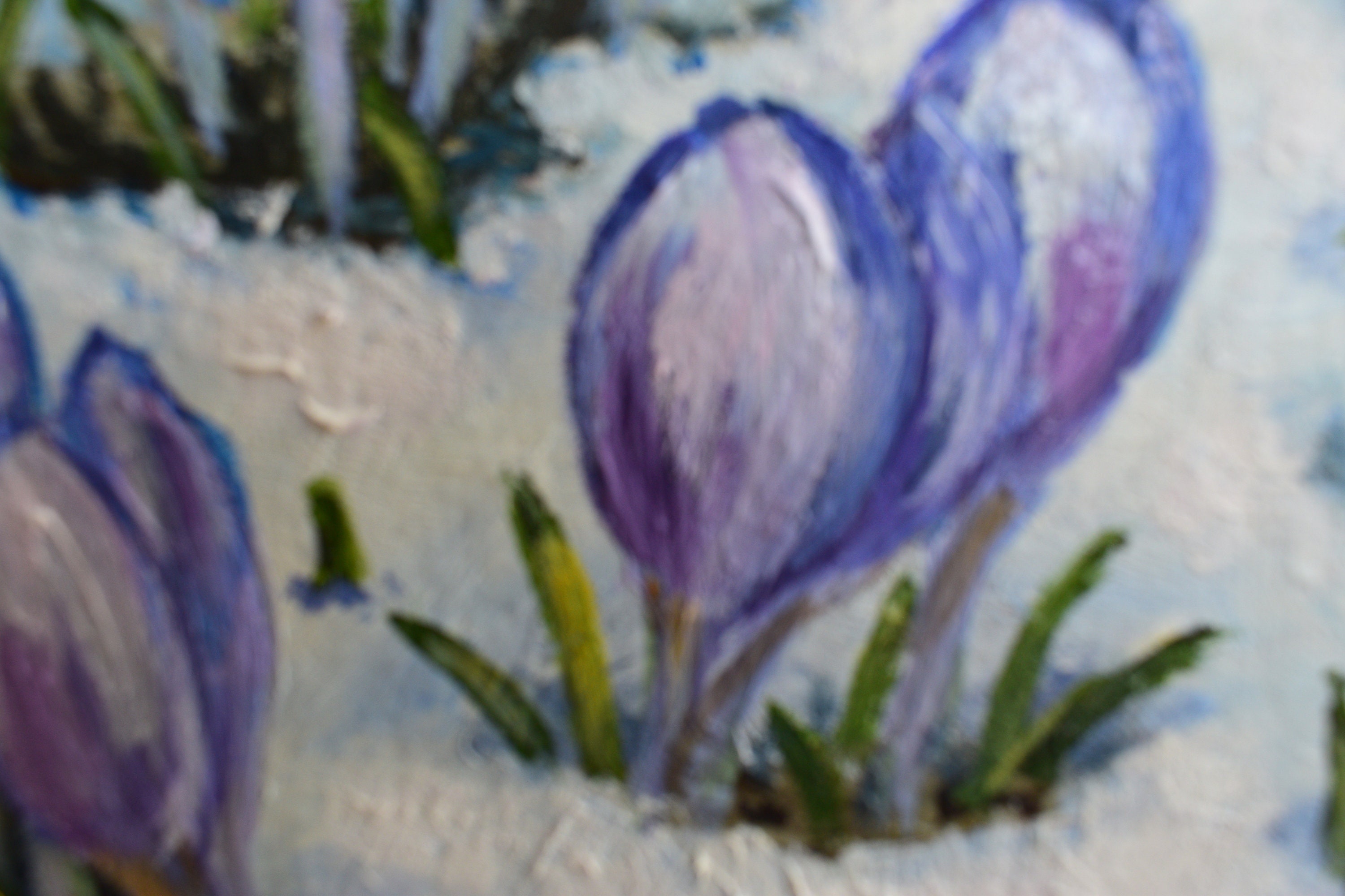 Crocus Painting. Oil Painting of Spring Flowers. Original Painting of ...