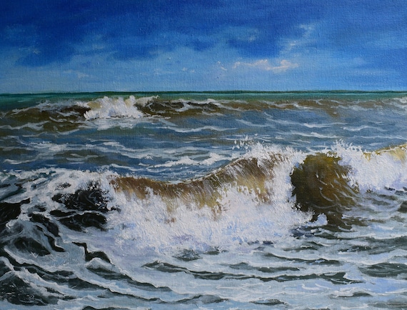 Crashing Ocean Waves. Coastal Painting. Ocean Painting Oil - Etsy
