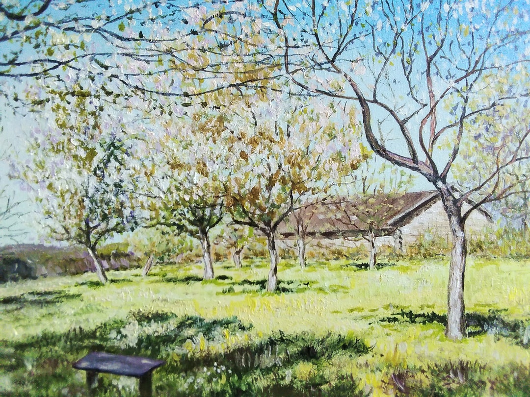 Painting Inspired by Isaac Levitan. Spring Landscape. Trees in Blossom ...