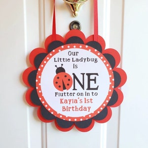 Ladybug Door Sign 1st Birthday Party Welcome Sign Cute as a Bug Door ...