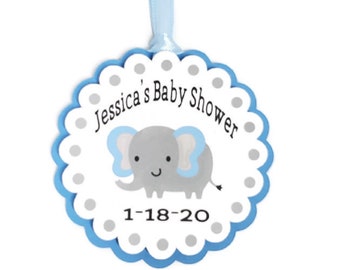Blue Elephant Name Tag Stickers Printed Elephant Baby Shower - Etsy