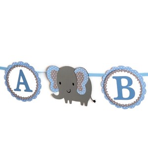 It's A Boy Elephant Banner, Blue & Gray Baby Shower Decor - Etsy