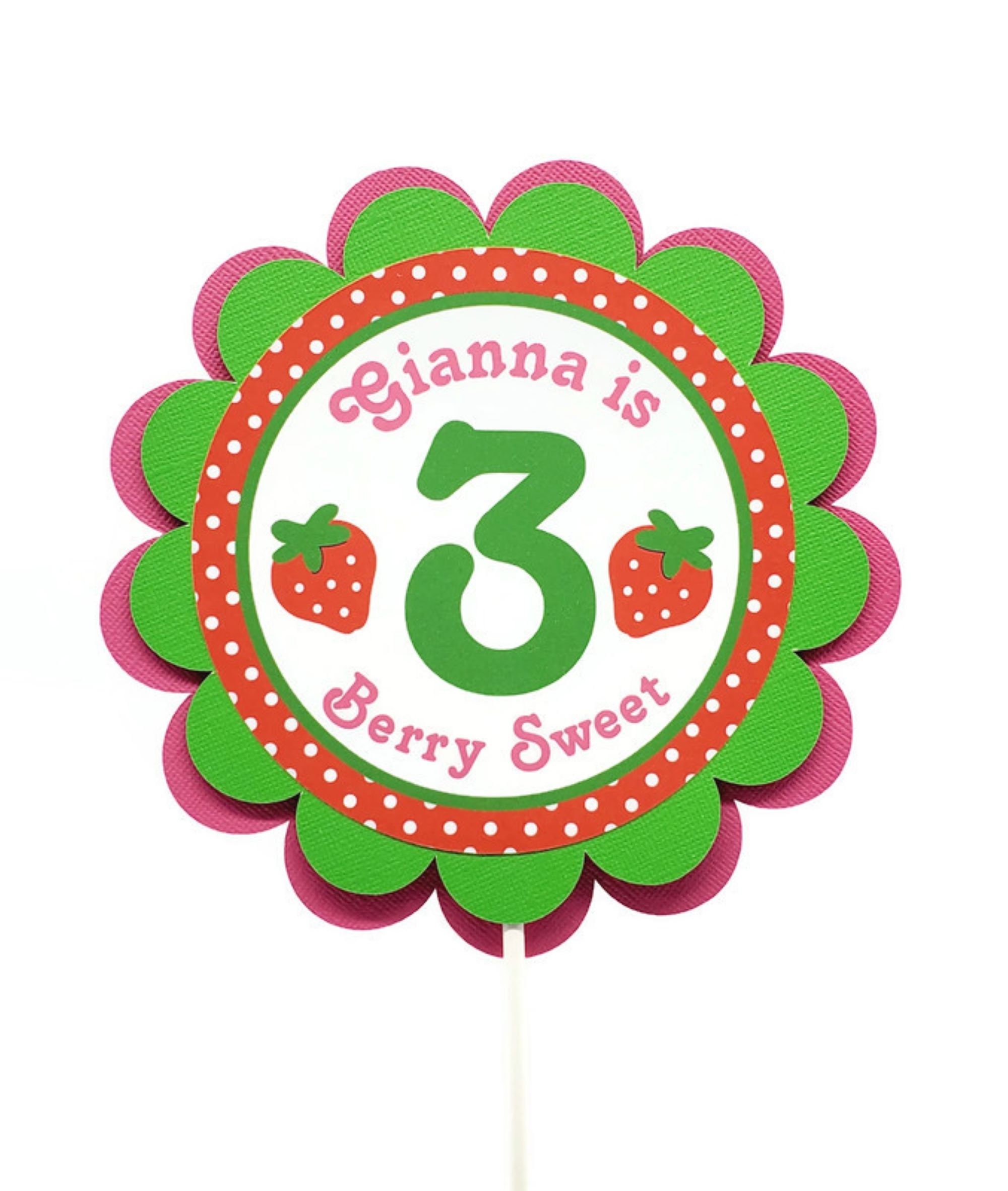 Strawberry Cake Topper, Berry Sweet Cake Topper, Strawberry Smash Cake ...