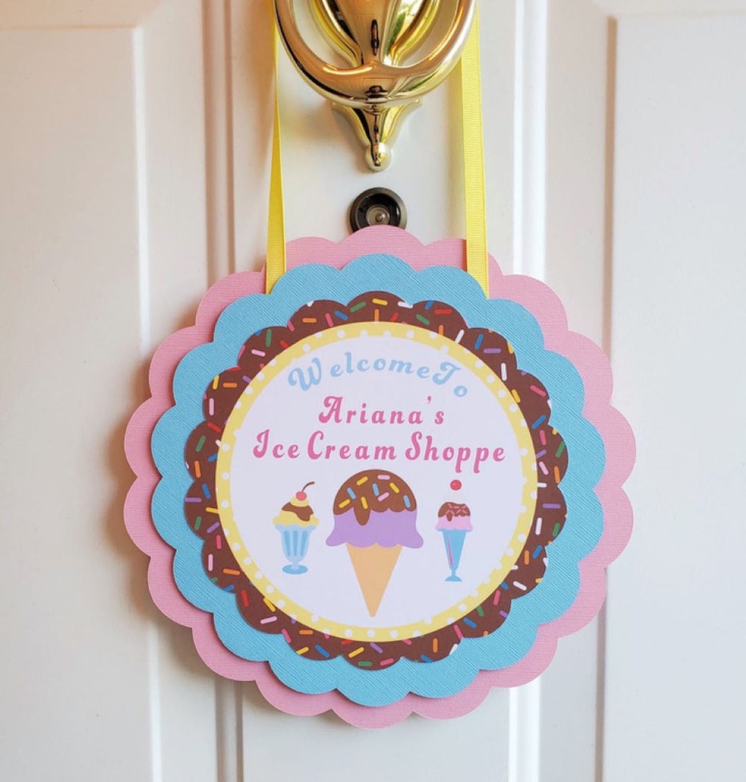 Ice Cream Door Sign, Girl Summer Birthday Party Welcome Sign, Ice Cream ...