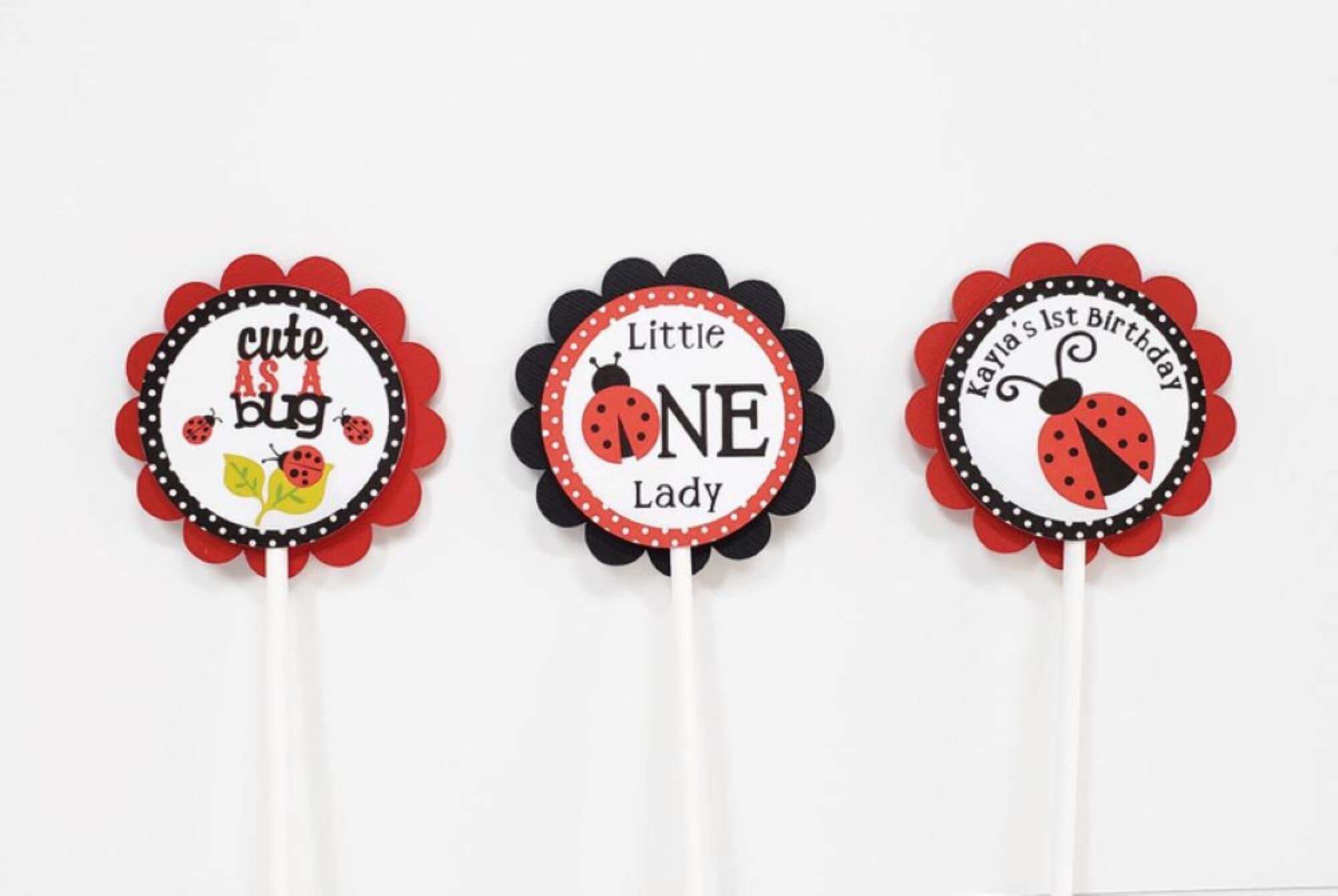 Ladybug Cupcake Toppers Cute as A Bug Cupcake Picks Red & - Etsy