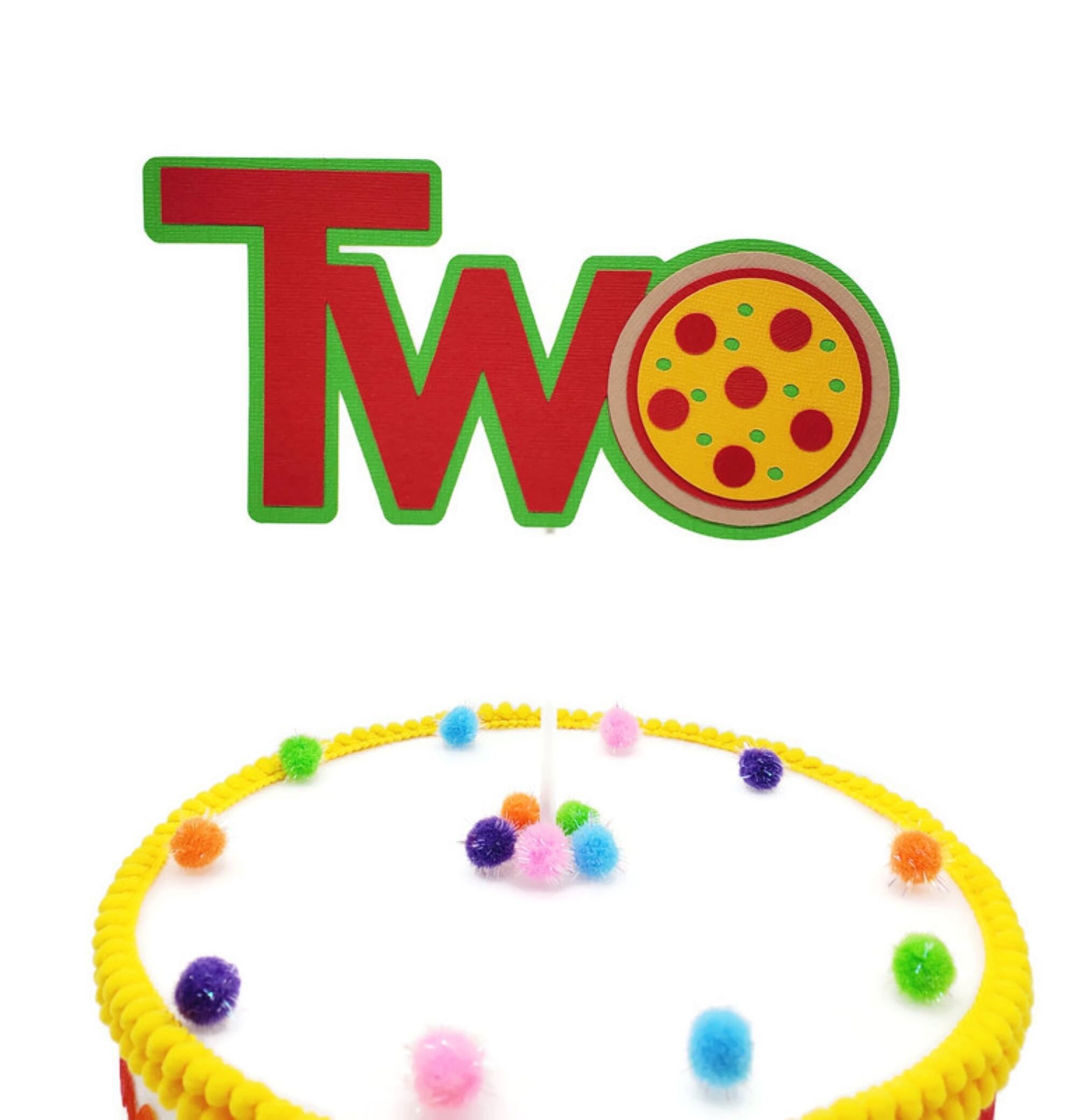 Pizza TWO Cake Topper, 2nd Birthday Party Decoration - Etsy