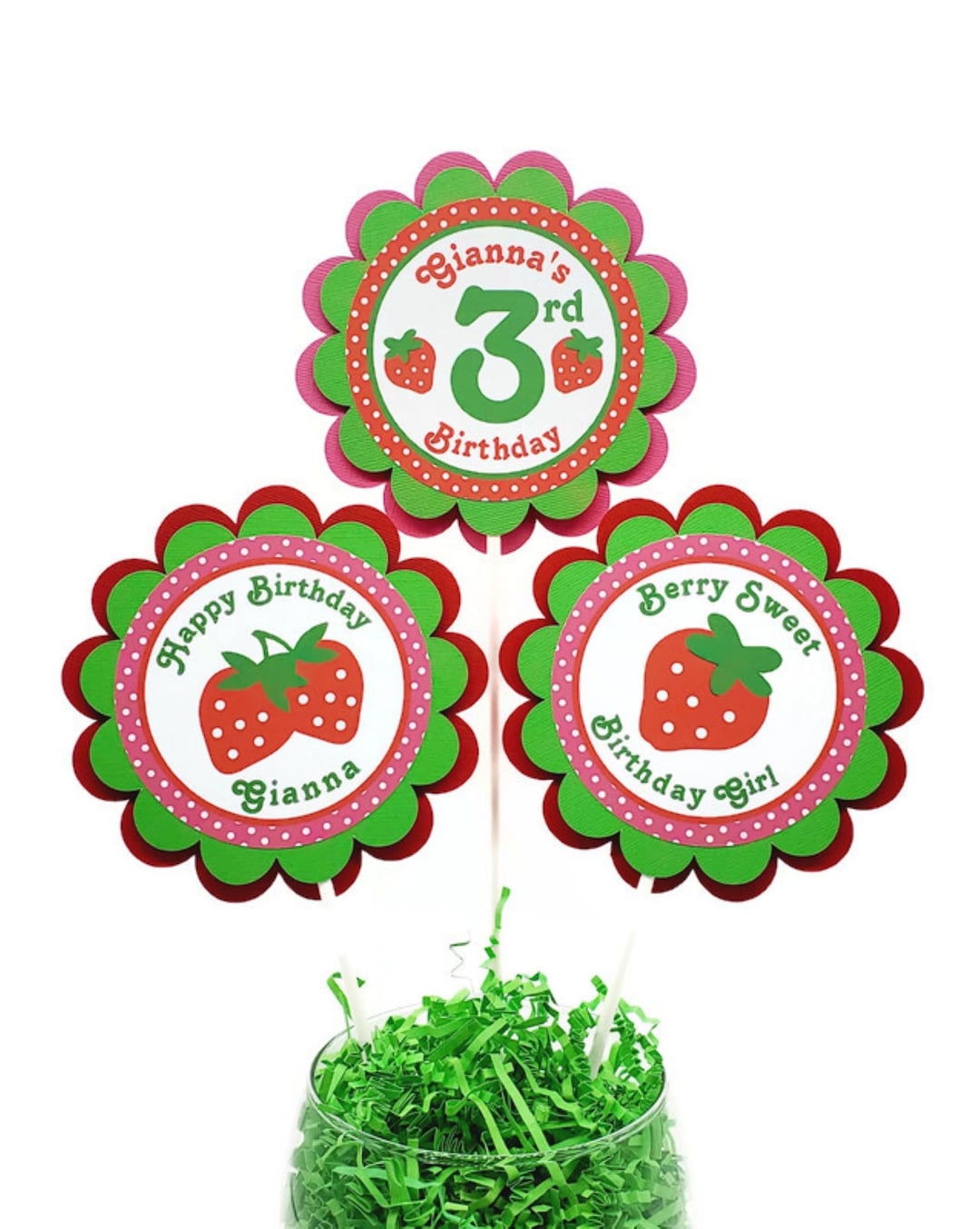 Strawberry Birthday Decorations, Strawberry Centerpiece Sticks Cake ...