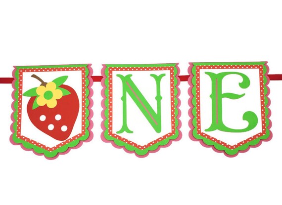 Strawberry ONE High Chair Banner, Berry Sweet One Girl 1st Birthday ...