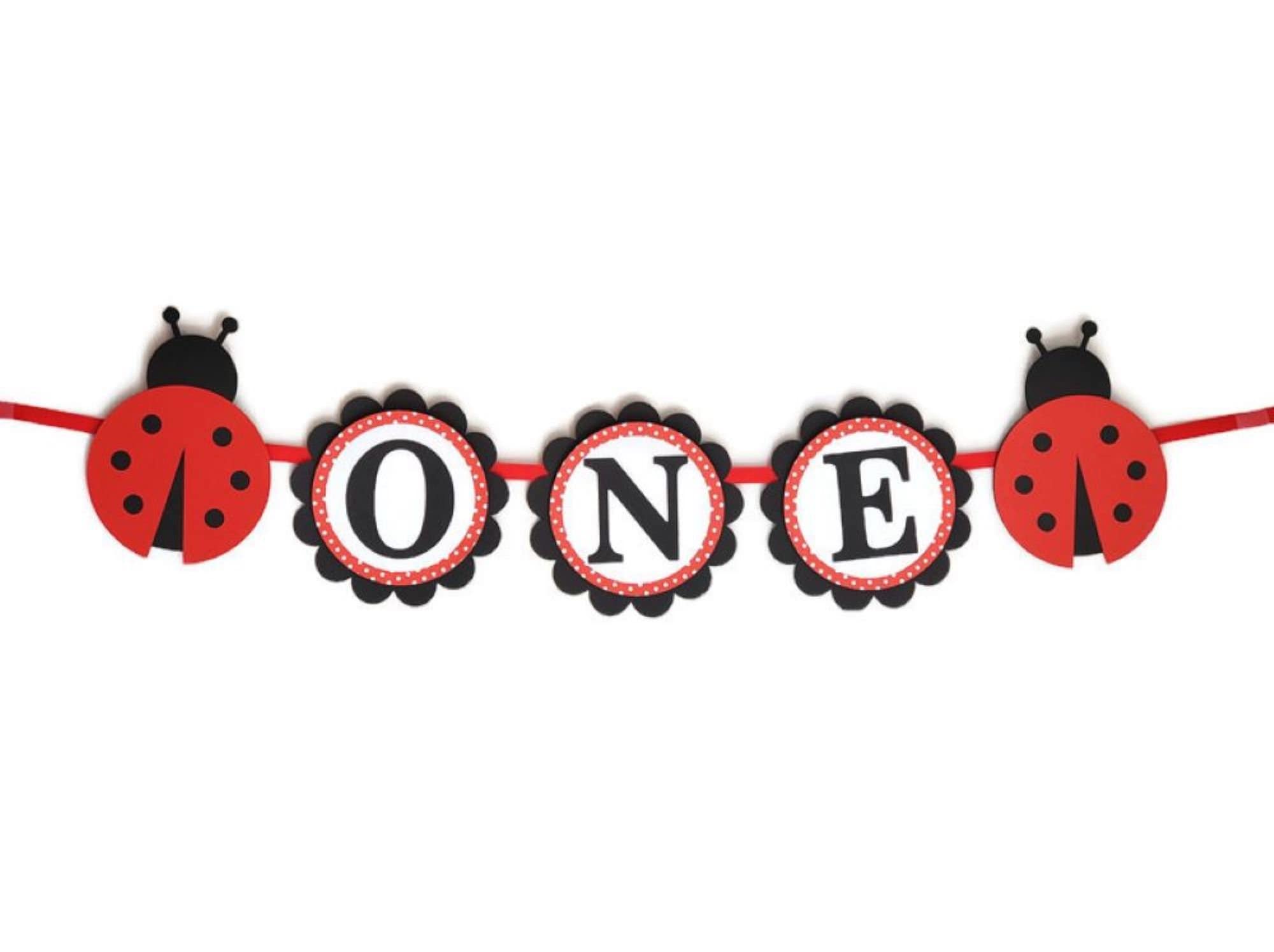 Girl Birthday Banner Ladybug Theme Birthday Red and Black Cute Ladybug ...