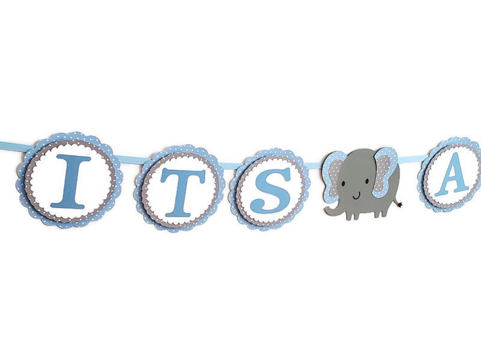 It's A Boy Elephant Banner, Blue & Gray Baby Shower Decor - Etsy