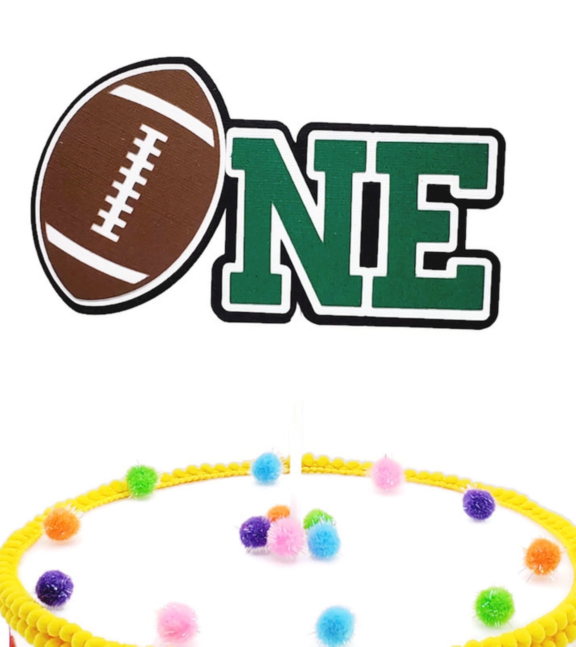 Football ONE Cake Topper, First Birthday Sports Party Decoration ...