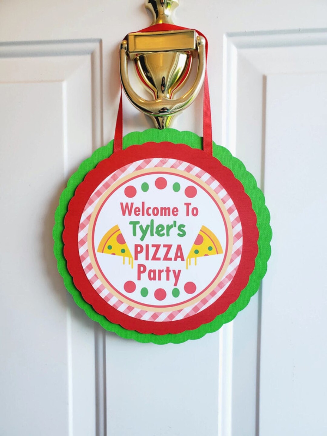 Pizza Party Welcome Sign Front Door Hanger Boy Girl Birthday Party ...