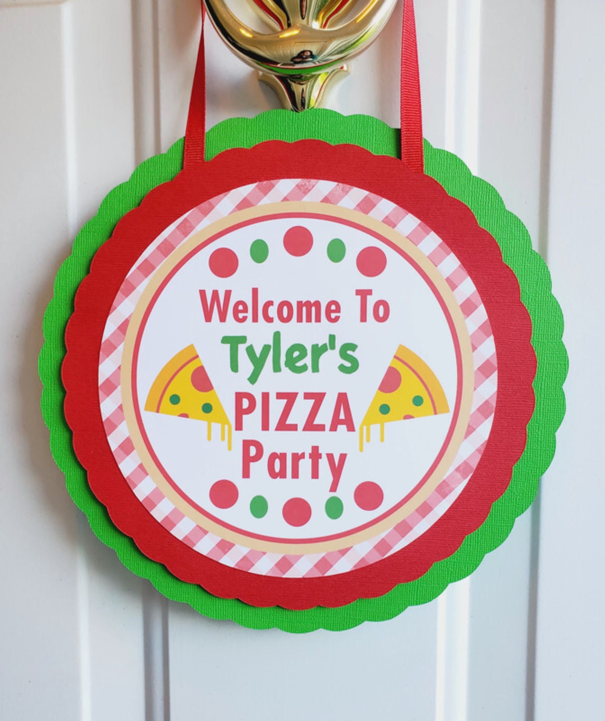 Pizza Party Welcome Sign Front Door Hanger Boy Girl Birthday Party ...