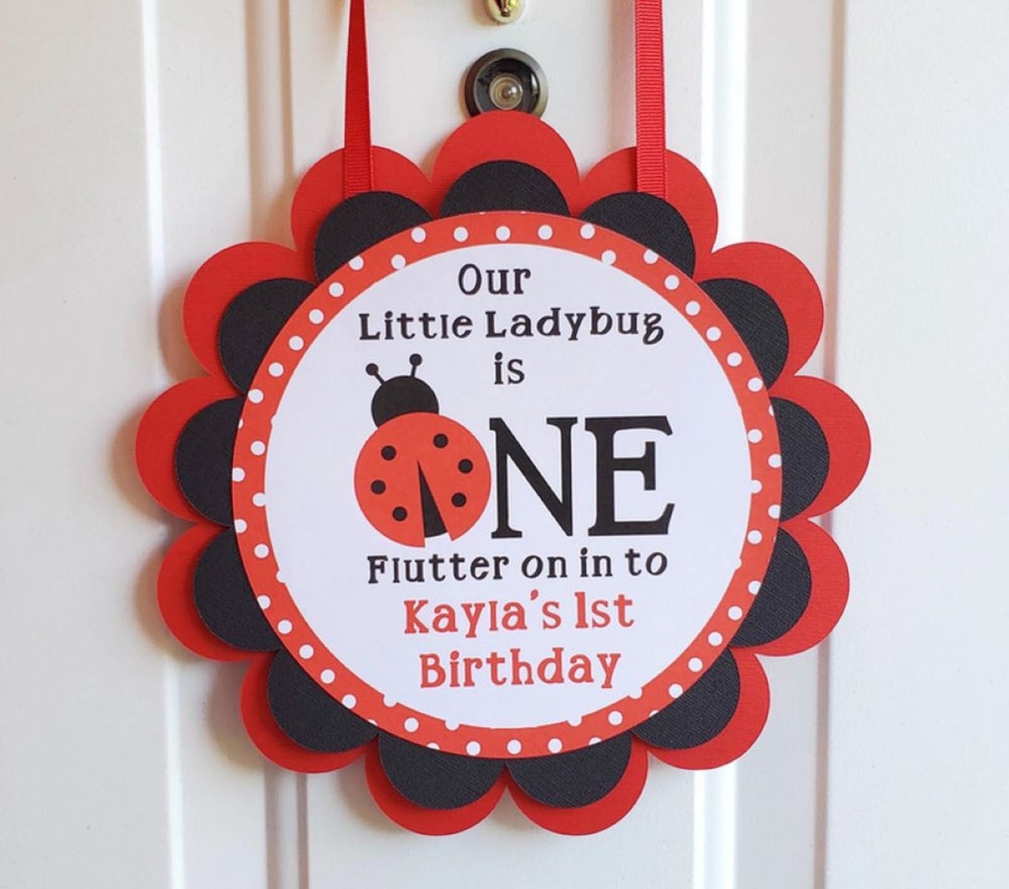 Ladybug Door Sign 1st Birthday Party Welcome Sign Cute as a | Etsy