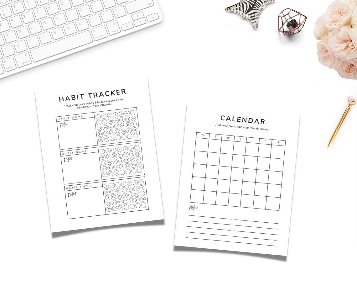 Habit Tracker Calendar Simple Calendar Habit Tracker Canva - Etsy Canada