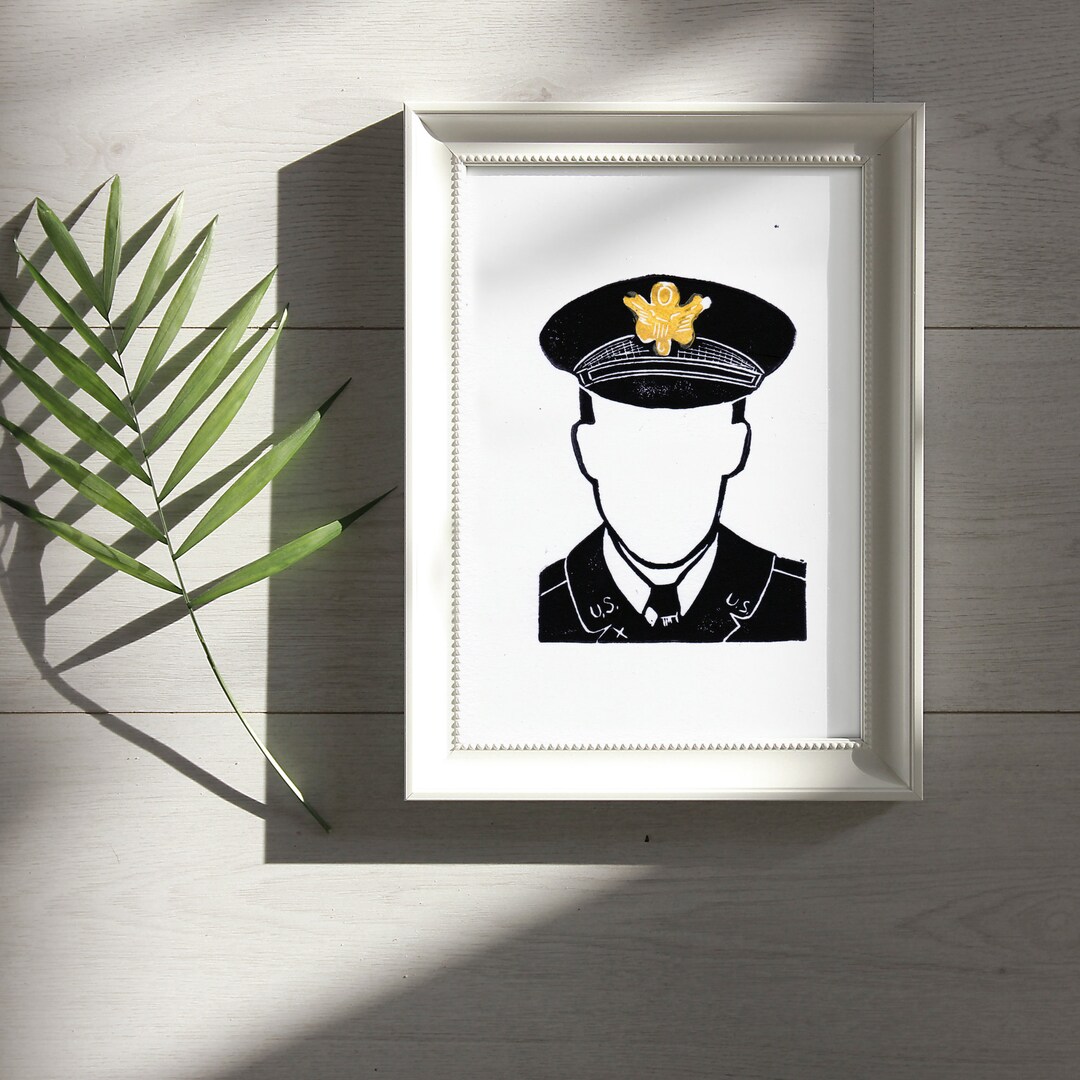 Venerable Father Emil Kapaun | Original Linocut Blockprint | 5x7 Black ...