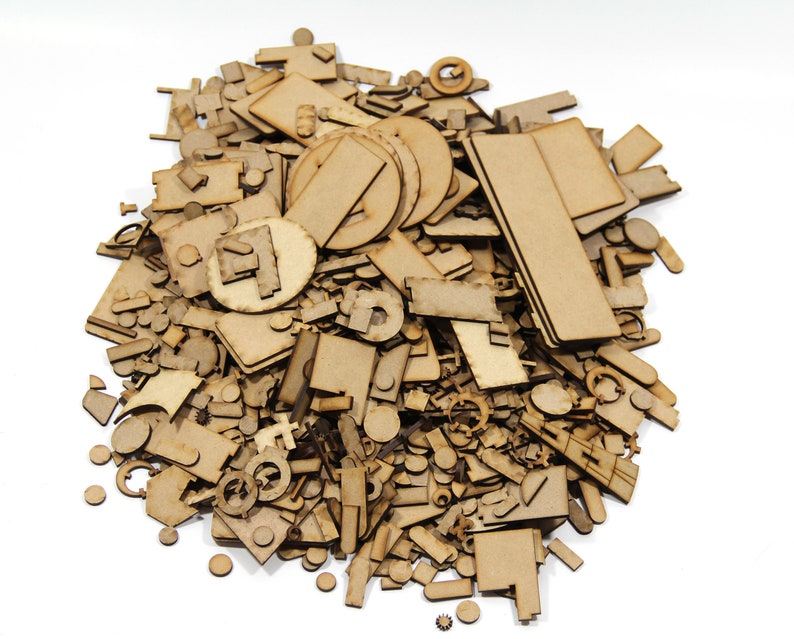 3lb Laser Cut MDF Wood Scraps | Craft Blanks for Jewelry, Models - Etsy