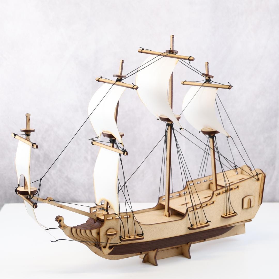 Laser Cut Pirate Ship Puzzle | 3D Wooden Ship Model Puzzle | DIY MDF ...