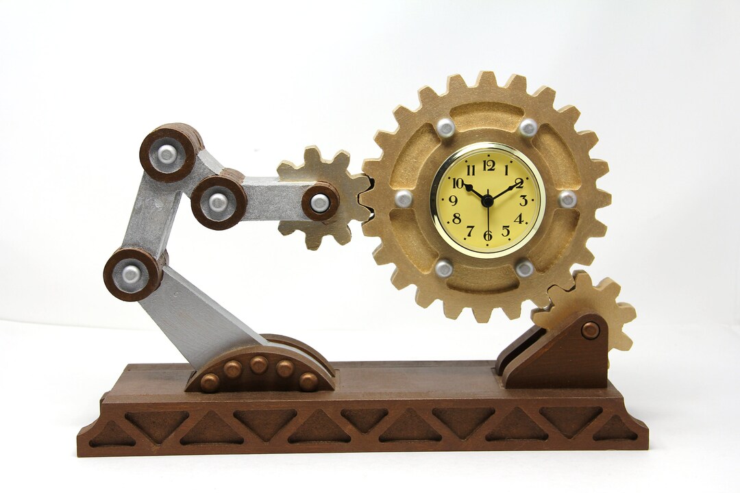 Gear Clock Wooden Steampunk Gear Clock MDF Hand Painted Gold Silver ...