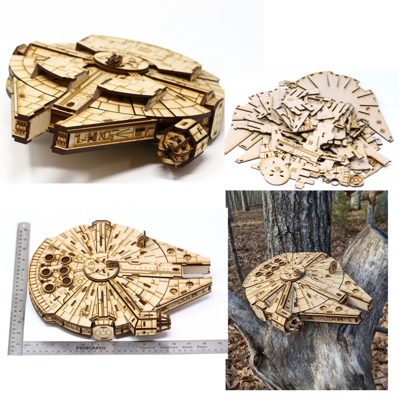 4 Sci-fi Spaceship 3d Puzzles Set | Laser Cut Wooden Space Puzzle Kit ...