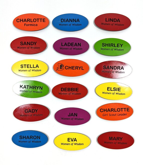 Personalized Name Badge Tags Laser Engraved Glossy Colored | Etsy
