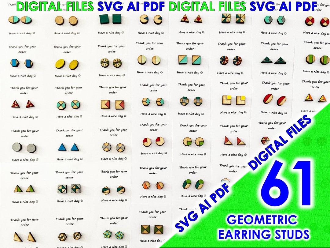 Geometric Minimalist Stud Earrings SVG • Basic Geometry • SVG Bundle ...